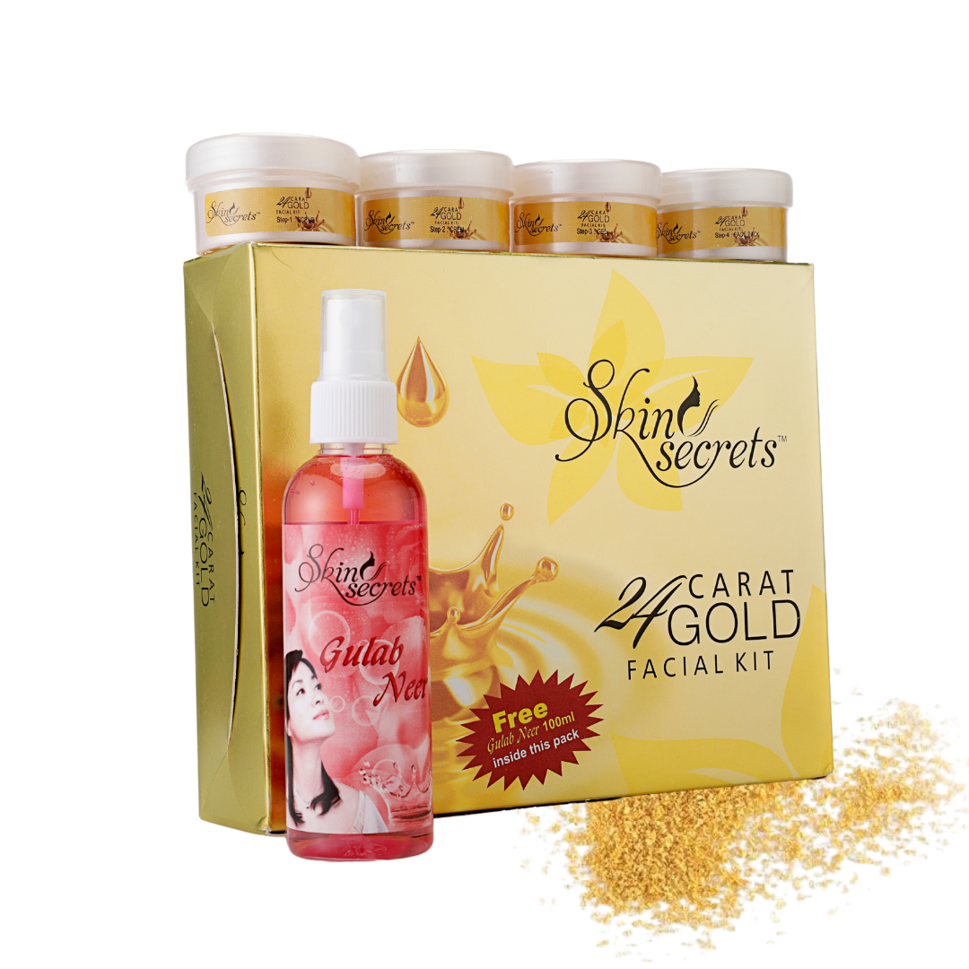 24K Gold Facial Kit with Gold Dust & Sandalwood Oil for Radiant & Glow ...