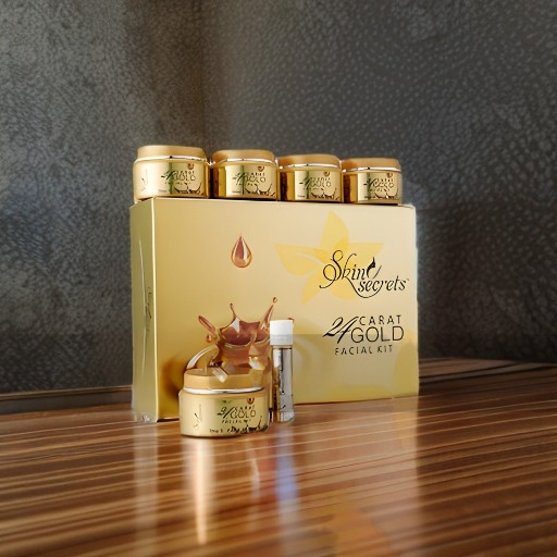 24K Gold Facial Kit for instant glow with Gold Dust & Sandalwood Oil f ...